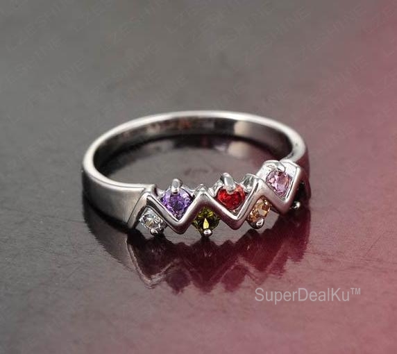 Multicolor Crystal Ring 18k Rose Gold Plate Austrian Crystal Cubic ...