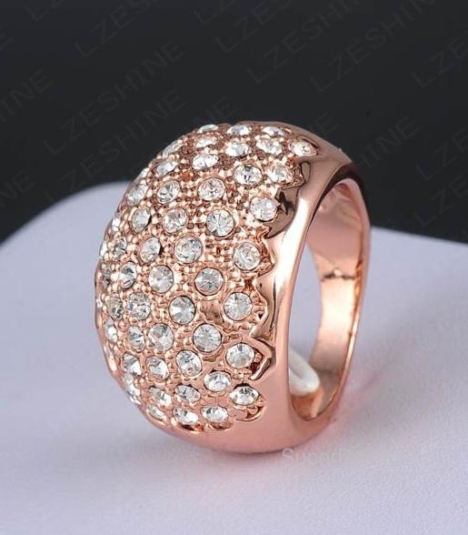 Sawtooth Ring Exaggerated Ring 18k Rose Gold Plate Austrian Crystal ...